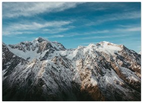 Skleněný obraz zasněžených vrcholků, Fiordland (70x50 cm)