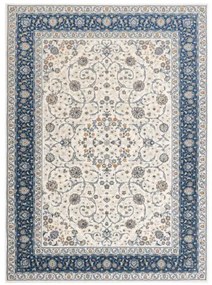 koberec Vlna NAIN vzor rámu ornament 7179/51913 béžový / tmavě modrá velikost 200x300 cm | krásné koberce cz