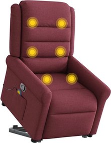 Zvedací masážní polohovací křeslo vínové textil 3303327
