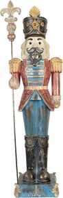 Modro-červená dekorace figurka Louskáček Nutcracker - 31*23*99 cm