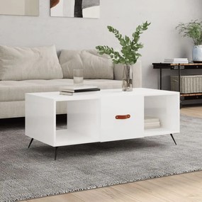 Konferenční stolek bílý s leskem 102x50x40 cm kompozitní dřevo