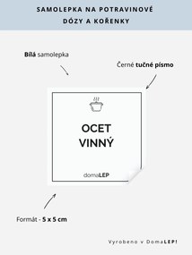 Samolepka na láhev OCET VINNÝ – bílá, 5 x 5 cm, základní písmo
