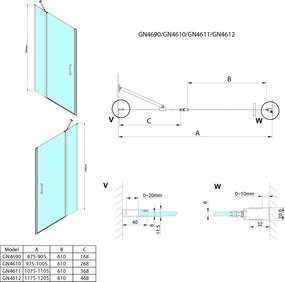 Gelco LORO sprchové dveře 100 x 200 cm s pevnou částí otevírací jednokřídlé čiré sklo GN4610