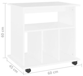 Skříňka na kolečkách bílá 60 x 45 x 60 cm dřevotříska - Default Title