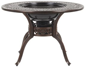 Kulatý zahradní stůl s grilem ⌀ 105 cm hnědý MANFRIA Beliani