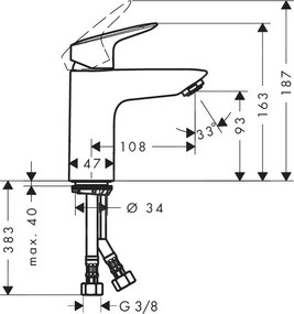 Hansgrohe Logis, páková umyvadlová baterie 100, s odtokovou soupravou Push-Open, chromová, 71107000