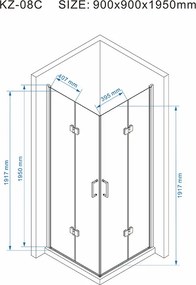 BPS-koupelny Čtvercový sprchový kout HYD-SK08C 90x90 zlatý/transparent + vanička HYD-SSV-RIKO černá