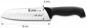 KOLIMAX Kuchyňský nůž JERO SANTOKU 18 cm/44 mm, rukojeť z černého elastomeru
