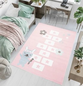 Chemex Dětský koberec skákací panák s králíčkem, 2 barvy, různé rozměry Barva: růžová, Rozměr: 80x150cm