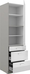 BIANCA sb | vysoká skříňka 60 DKS-210 3S1F potravinová | UNI DVÍŘKA | 60 cm | PREMIUM BOX | světle šedá/bílá lesk