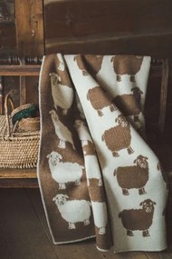 Wooline Vlněná deka s motivem ovečky, hnědá