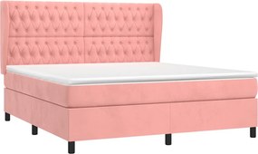 Box spring postel s matrací růžová 160x200 cm samet 3129404