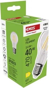 Emos lighting LED žárovka Filament A60 / E27 / 3,4 W (40 W) / 470 lm / neutrální bílá 1525733497