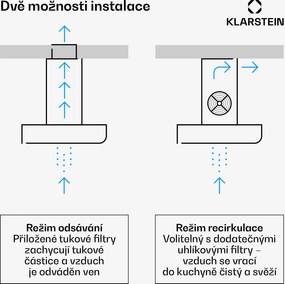 Klarstein Valeria ostrovní digestoř 90cm 642 m³/h odtah, dotykové ovládání, LED, sklo, nerezová ocel