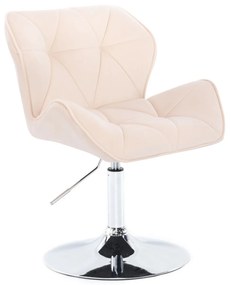 LuxuryForm DESIGN Otočná židle MILANO VELUR na stříbrném talíři - krémová