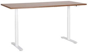 Elektricky nastavitelný psací stůl 180 x 80 cm tmavé dřevo/bílý DESTINAS Beliani