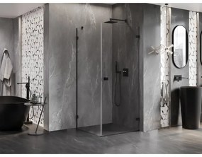 Mexen Lunar-B pravostranný výklopný sprchový kout 100 x 100 cm, čiré sklo, černá matná, 832-100-100-70-00-P