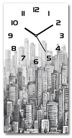 Wallmuralia Nástěnné skleněné hodiny Mrakodrapy 30x60 cm