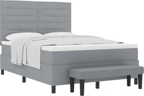 Postel s boxspringem s čelo Světle šedá 140 x 190 cm textil 3343988