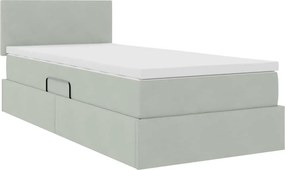 Postel s úložným prostorem s čelo Světle šedá 90 x 190 cm samet 3370665