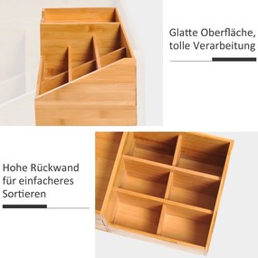 HOMCOM Stolní organizér Kancelářský box se 2 zásuvkami pro pořádek a organizaci, přírodní, D33 x Š20,5 x V15,5 cm | Aosom.de