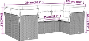 6dílná zahradní sedací souprava a podušky světle šedá polyratan 3218112
