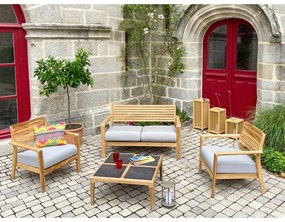 Šedý zahradní lounge set z teakového dřeva pro 4 Aquariva - Ezeis