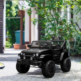 HOMCOM 12V Elektrické 4x4 Auto pro Děti s Dálkovým Ovládáním, Světly a Klaksonem - 3-6 Let - Černé