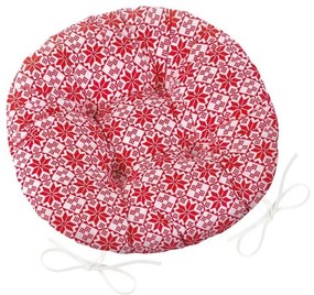 Bellatex Sedák Adéla prošívaný kulatý průměr 40 cm Kaleidoskop červená, bílá