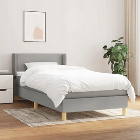 Box Spring Postel S Matrací Textil Světle Šedá Hladké s hřebíky 100 x 200