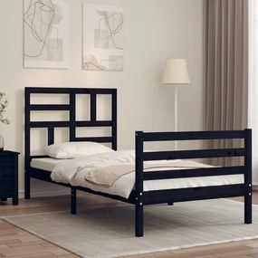 vidaXL Rám postele s čelem 90 x 200 cm masivní dřevo [3194882] Barva: Černá