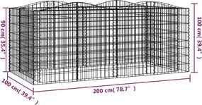 Klenutý gabion vyvýšený záhon 200x100x100 cm pozinkované železo 153554
