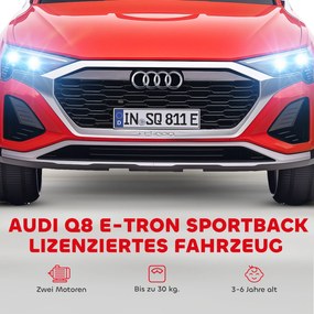 AIYAPLAY Elektrické auto pro děti od 3 let Audi Q8 etron Sportback 12V s baterií a dálkovým ovládáním, jarní odpružení, světla, klakson a hudba červe…