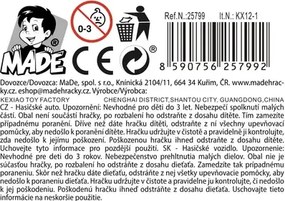 MADE Auto hasičské na kartě / Hračkové auto / kov / 7,5 cm / od 3 let