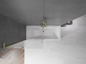 Mexen Velar L, 2-křídlová posuvná vanová zástěna 95 x 150 cm, 8mm sklo námraza, zlatá matná, 896-095-003-31-55
