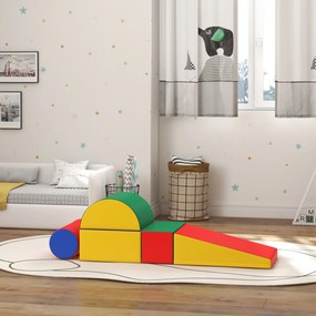 HOMCOM měkké stavebnice sada 5 pěnových stavebnic pro děti od 1 do 3 let, obří stavebnice, imitace kůže EPE, měkké a bezpečné