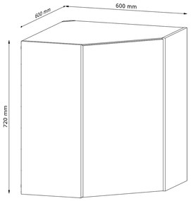 LANGEN šp | horní skříňka G60N rohová | 60x60 cm | UNI provedení | artisan/šedá