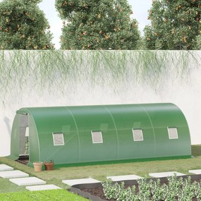 Zahradní tunelová skleník Outsunny 18 m² 6L x 3Š x 2V m - 8 oken, zipový rolovací dveře - Pozinkovaný ocelový rám, kryt z vysoce hustého PE | Aosom