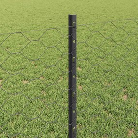 Hexagonální plot s podpěrou 100 x 0,8 m Ocel potažená PVC Šedá 3336928