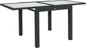 Outsunny Velký Rozšiřitelný Zahradní Stůl rozložené rozměry 160D x 80Š x 75V cm Tmavě Šedý Hliníkový Stůl s Temperovaným Sklem Transparentní | Aosom