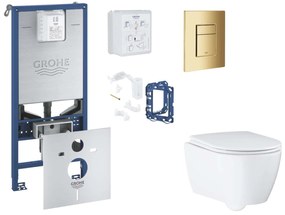 Grohe Rapid SLX - Set předstěnové instalace, klozetu, sedátka SoftClose, tlačítka Skate Cosmopolitan a sady pro vhazování tablet, Cool Sunrise SANI11BB4151