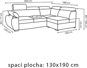 Sedací souprava BASTON | 260x188 cm | rozkládací + úložný prostor | VÝBĚR TKANIN