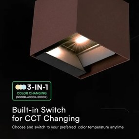 LED Sol nástěnné svítidlo se sen LED/9W/3,7V 3000/4000/5000K IP65 2600 mAh hnědá