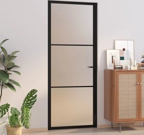 vidaXL Interiérové dveře 83 x 201,5 cm bílé ESG sklo a hliník [350561] Barva: Černá a mléčná