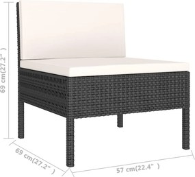 3dílná zahradní sedací souprava s poduškami polyratan černá 310202
