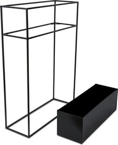 KOVOVÝ KVĚTINÁČ SE STOJÁNEM RECT 90X24X64 CM ČERNÁ