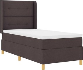 Postel s boxspringem s čelo Tmavě hnědá 100 x 200 cm textil 3341822