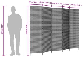 Dělicí stěna 5 panelů béžová polyratan,  365351
