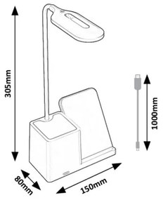 Rabalux 74232 - LED Stmívatelná stolní lampa CERIE LED/4W/5V černá