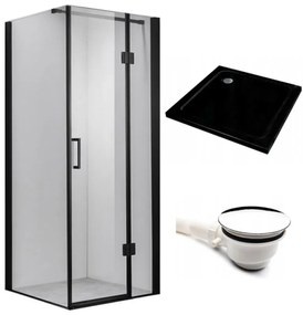 BPS-koupelny Čtvercový sprchový kout HYD-SK1390A 80x80 černá/transparent + vanička HYD-SSV-ST02A černá